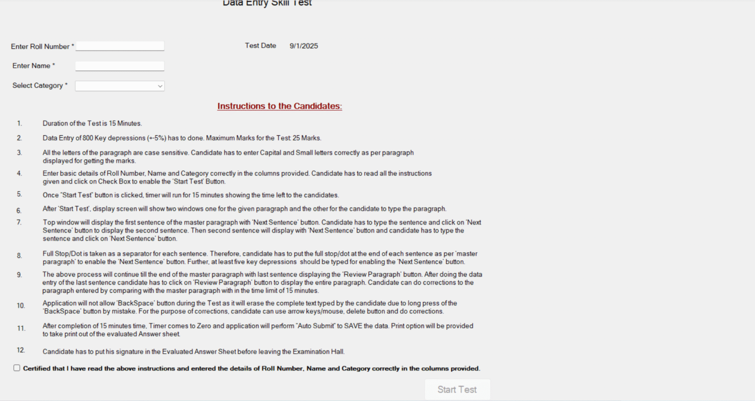 Data Entry & Typing Practice Tool for PA/SA & MTS/Postman